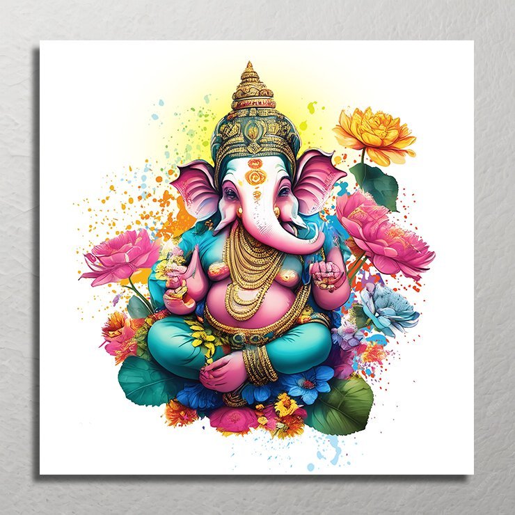 Lord Sitting Ganpati ji wall Painting - Modern Arts